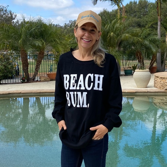 Tops | Black Beach Bum Sweatshirt | Poshmark
